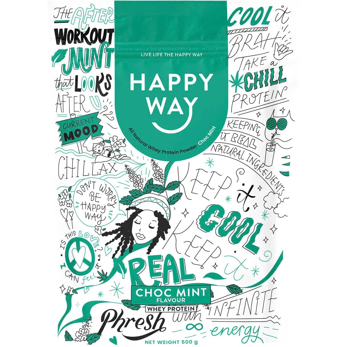 Happy Way Whey Protein Powder Choc Mint 500g – In 2 Health